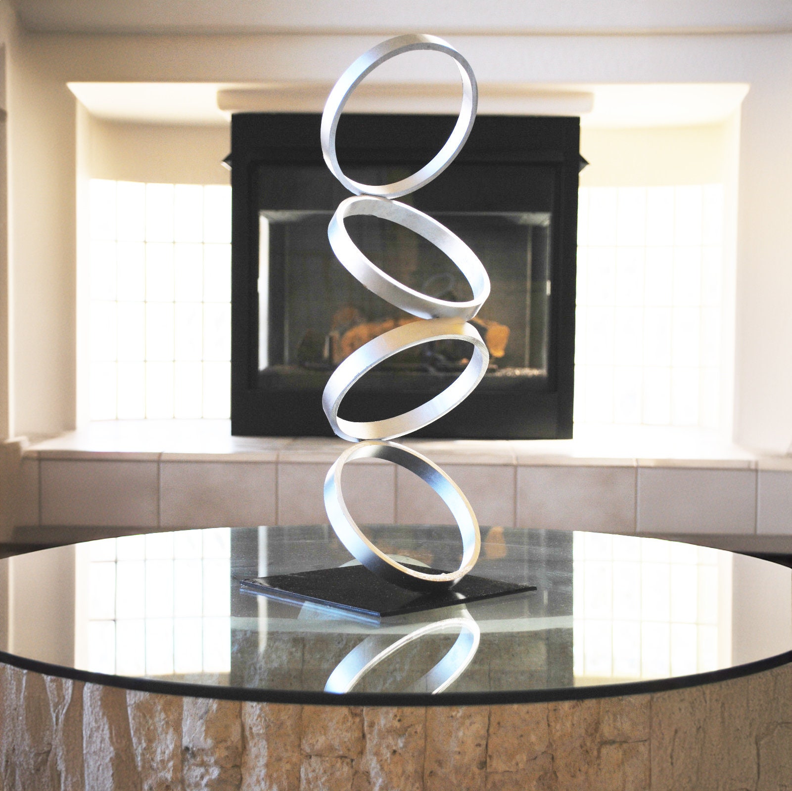Mid Century Modern Metal Sculpture Art Abstract Simple Contemporary ...