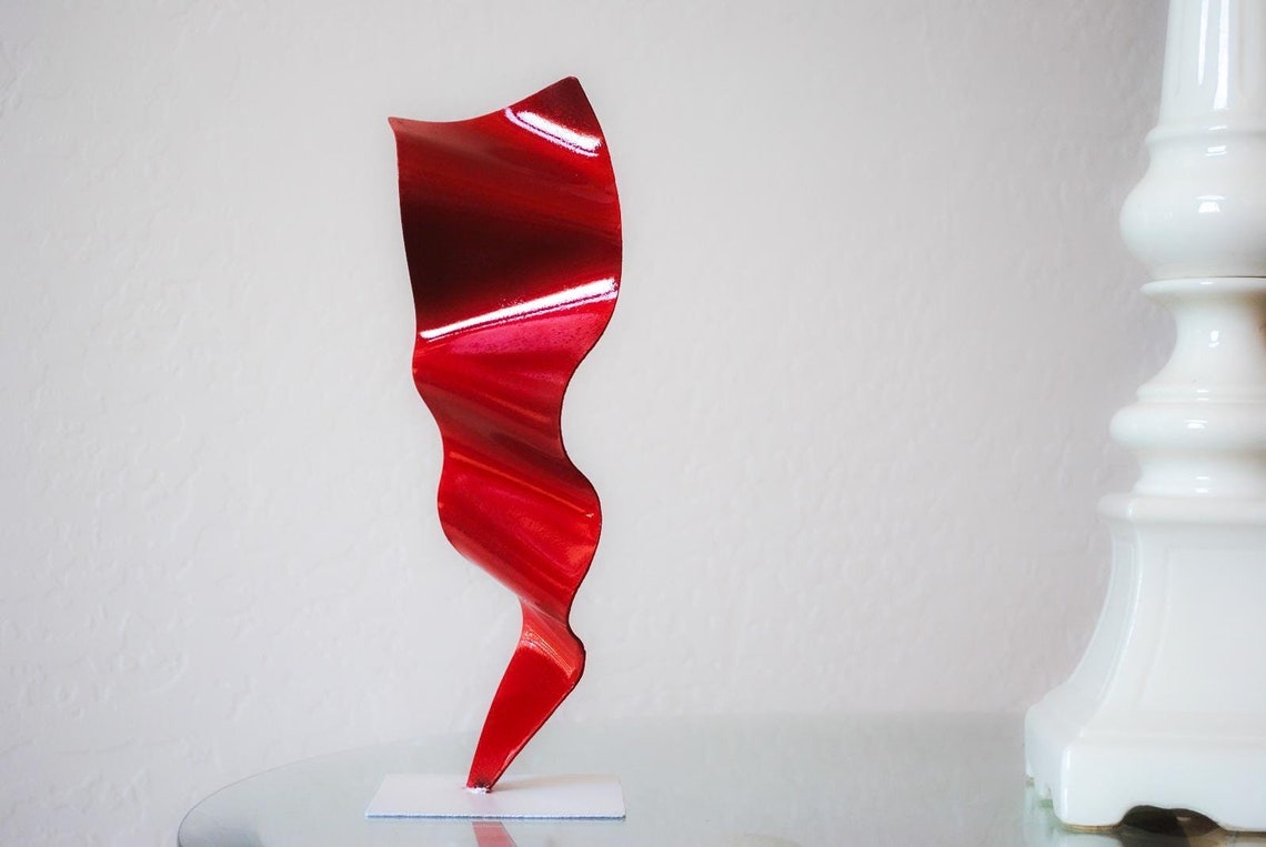 Metal Abstract Art Sculpture Modern Table Decor Contemporary Mid ...