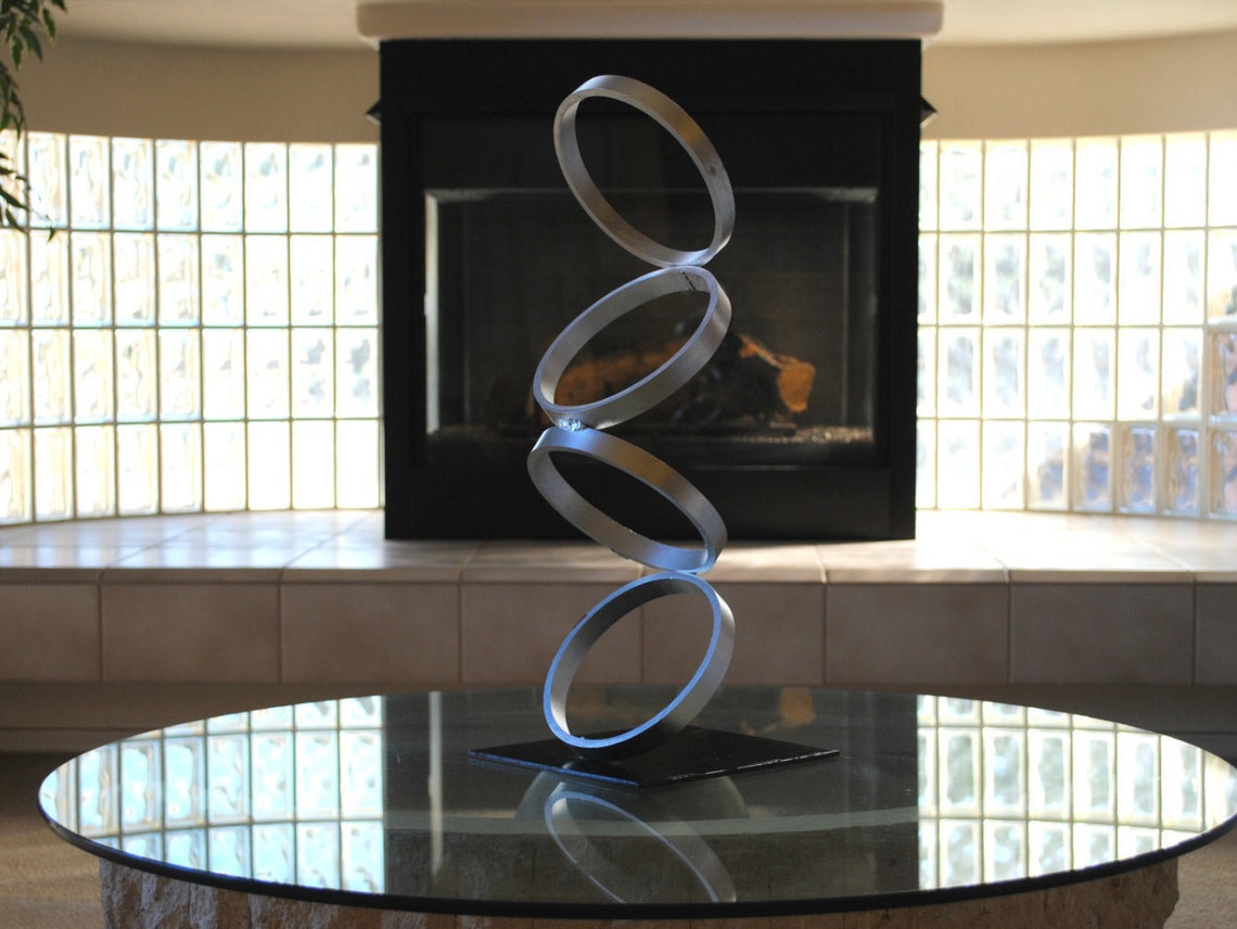 Mid Century Modern Metal Sculpture Art Abstract Simple Contemporary ...