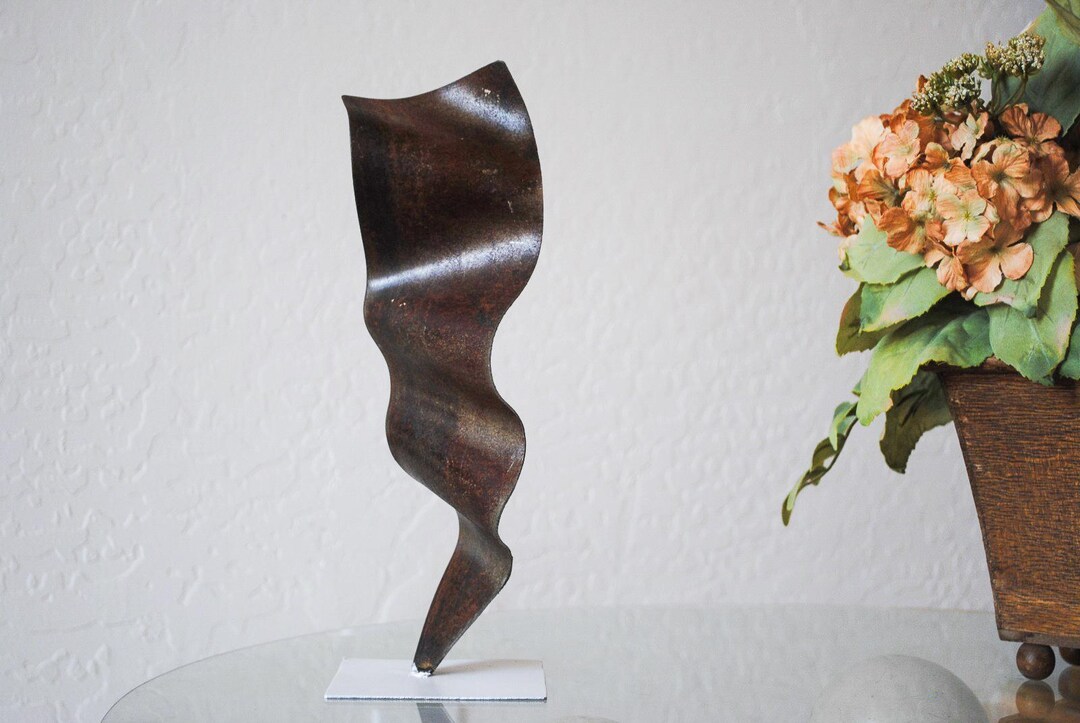 Metal Sculpture Modern Abstract Table Art Decor Contemporary Mid ...