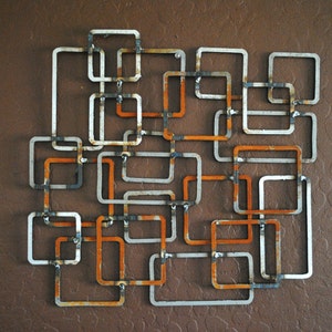 Retro Modern Metal Sculpture Art Abstract Mid Century Contemporary Wall ...