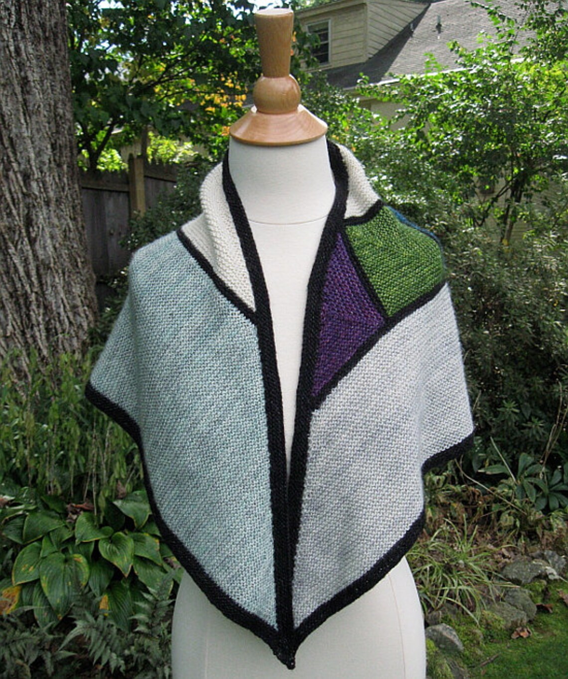 High Street Shawl Multicolor Modular Garter Stitch Knit Shawl Looks ...