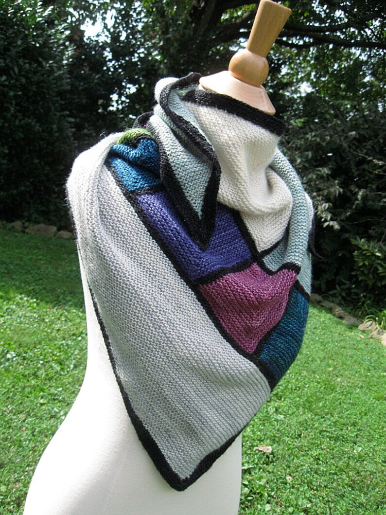 High Street Shawl Multicolor Modular Garter Stitch Knit Shawl Looks ...
