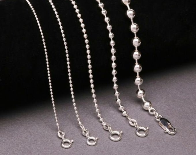 Sterling Silver Bead Chain, Sterling Silver Bead Ball Chain, 925 Silver ...