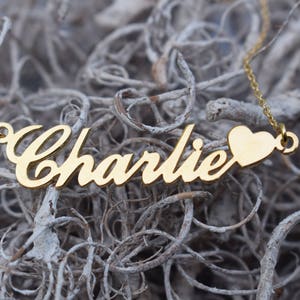 Carrie Script Name Necklace With Heart, ANY NAME Plate Pendant to 10 ...