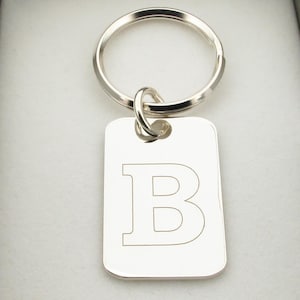 Solid Silver Initial Keyring - Keychain - Personalised Sterling Silver ...