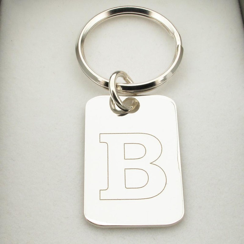 Initial Keychain - Etsy
