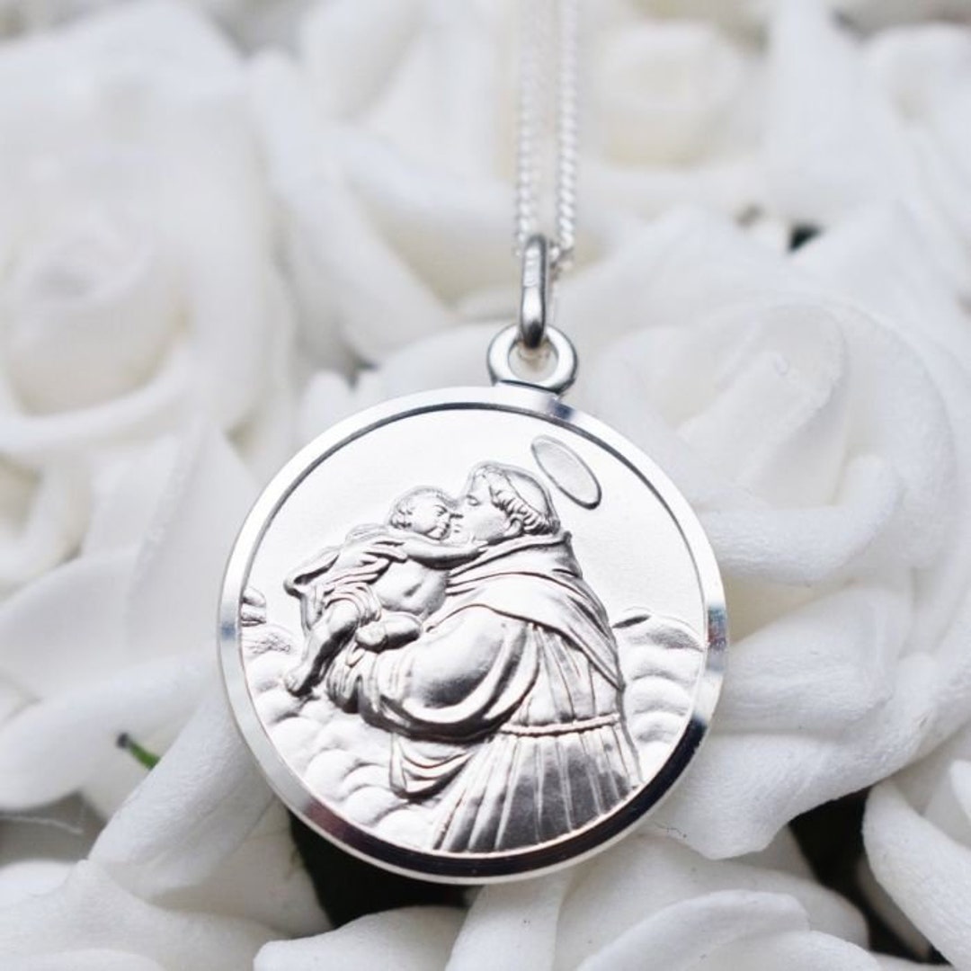 Silver St Anthony Pendant or Necklace, Personalised Saint Anthony of ...