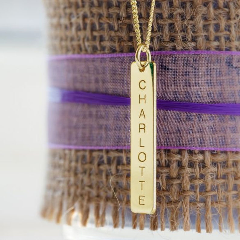 9ct Gold Name Bar Personalised Engraved Name Tag Necklace - Etsy UK