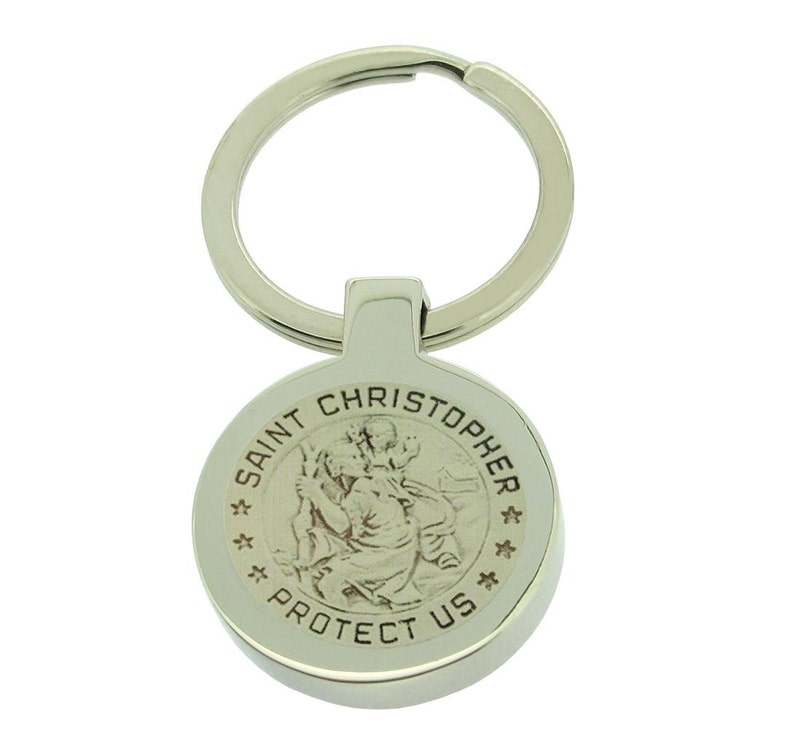 St Christopher Round Key Ring Key Chain Key Fob Stainless - Etsy UK
