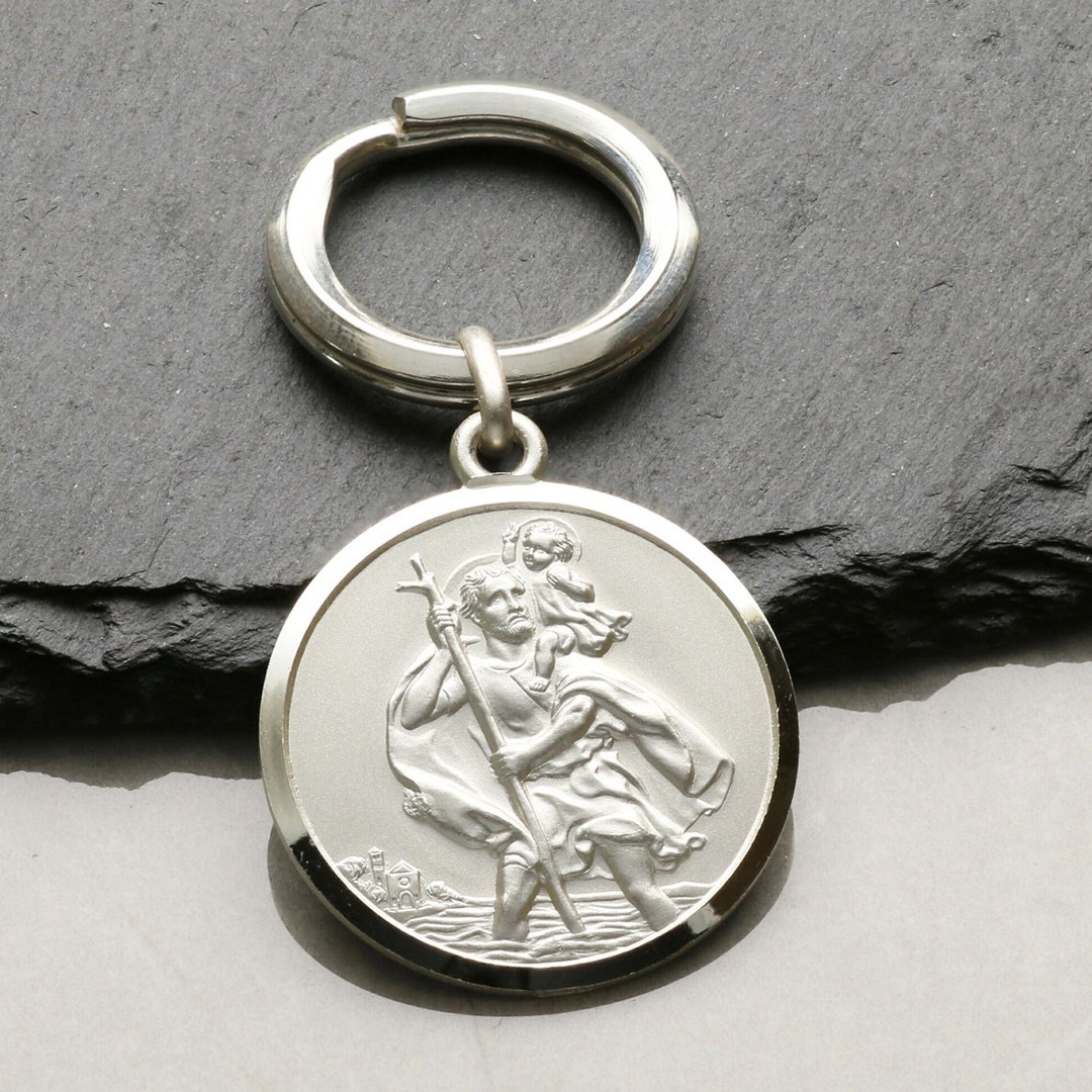 St Christopher Keyring in Sterling Silver With Personalised Option ...