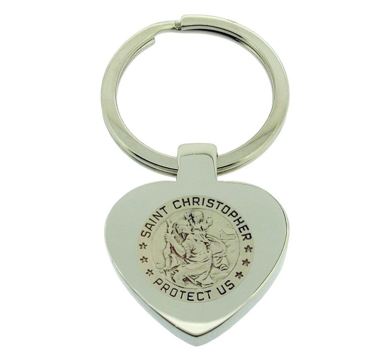 St Christopher Heart Keyring Key Chain Key Fob Stainless - Etsy