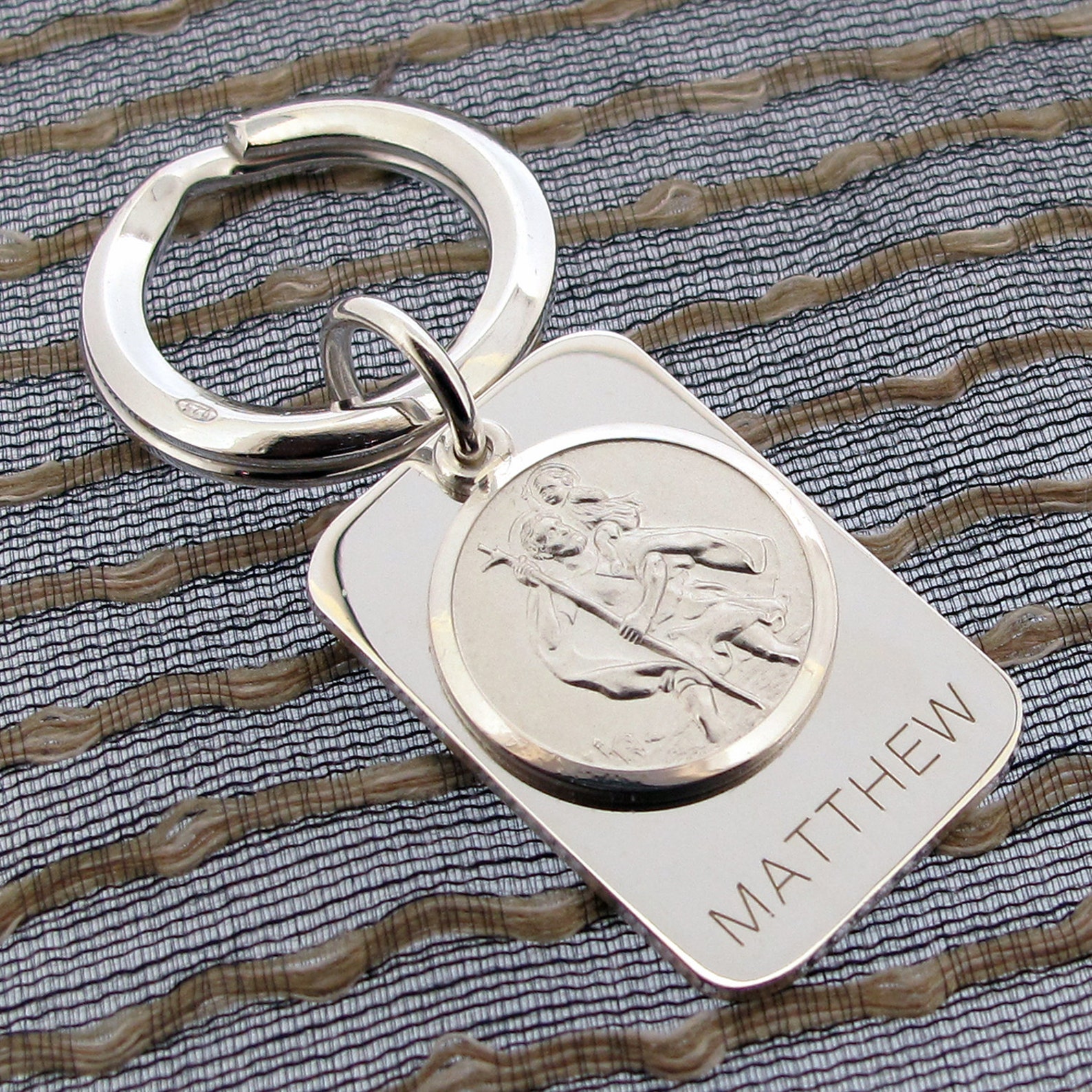 Silver St Christopher Keyring with Traveller's Prayer & | Etsy