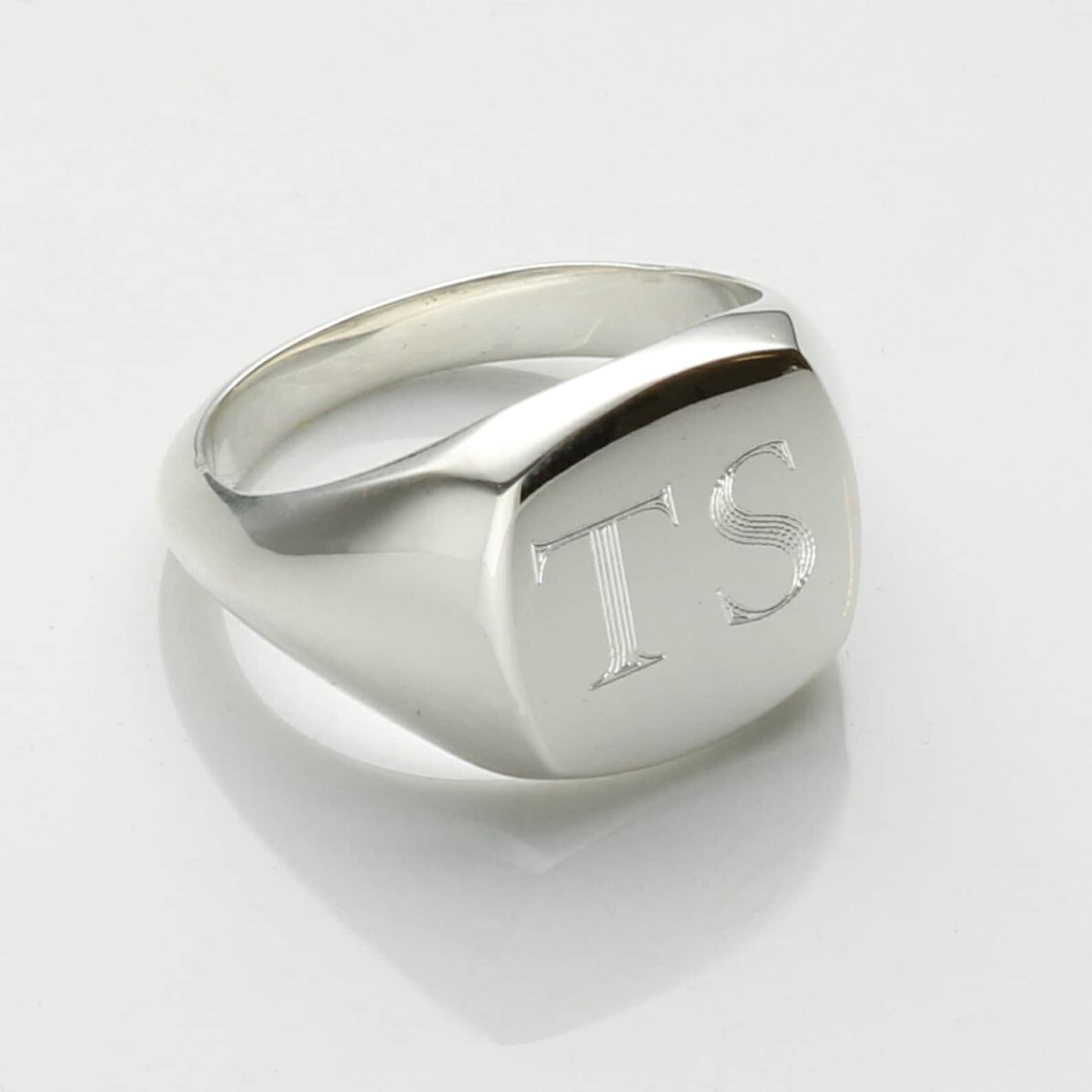 Solid Silver Mens Gents Initial Signet Ring Choice of Fonts - Etsy