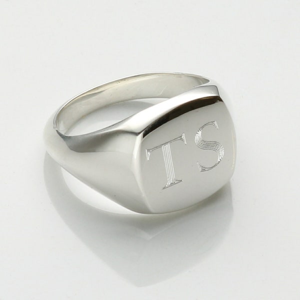 Mens Signet Ring Silver Initial - Etsy