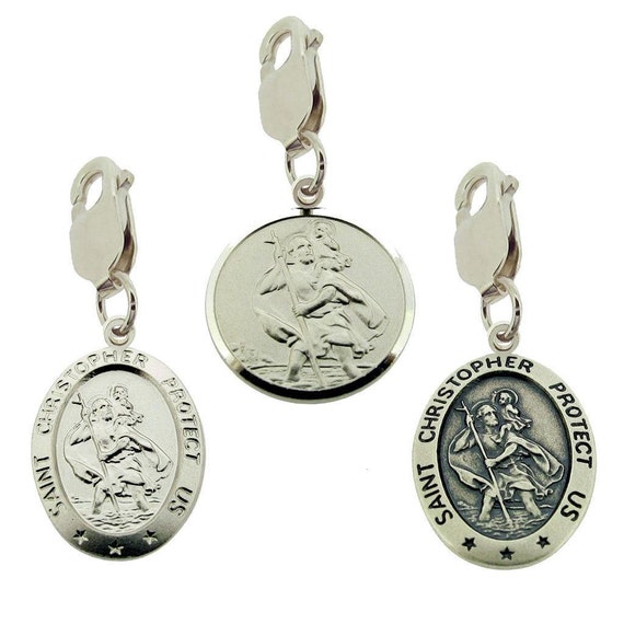 Sterling Silver St Christopher Charm With Trigger Clasp Clip | Etsy