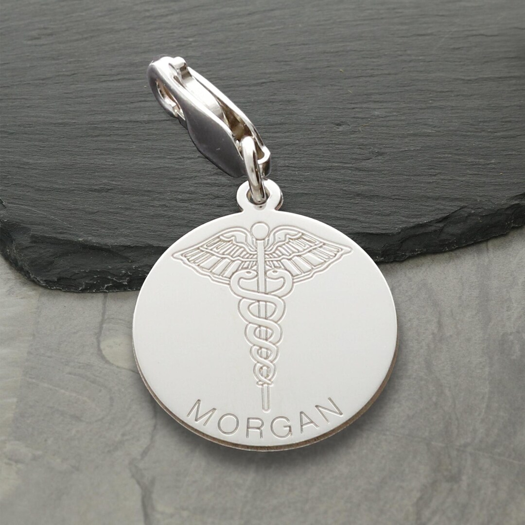 Sterling Silver Medical Alert Clip on Charm With Lobster Trigger Clasp ...