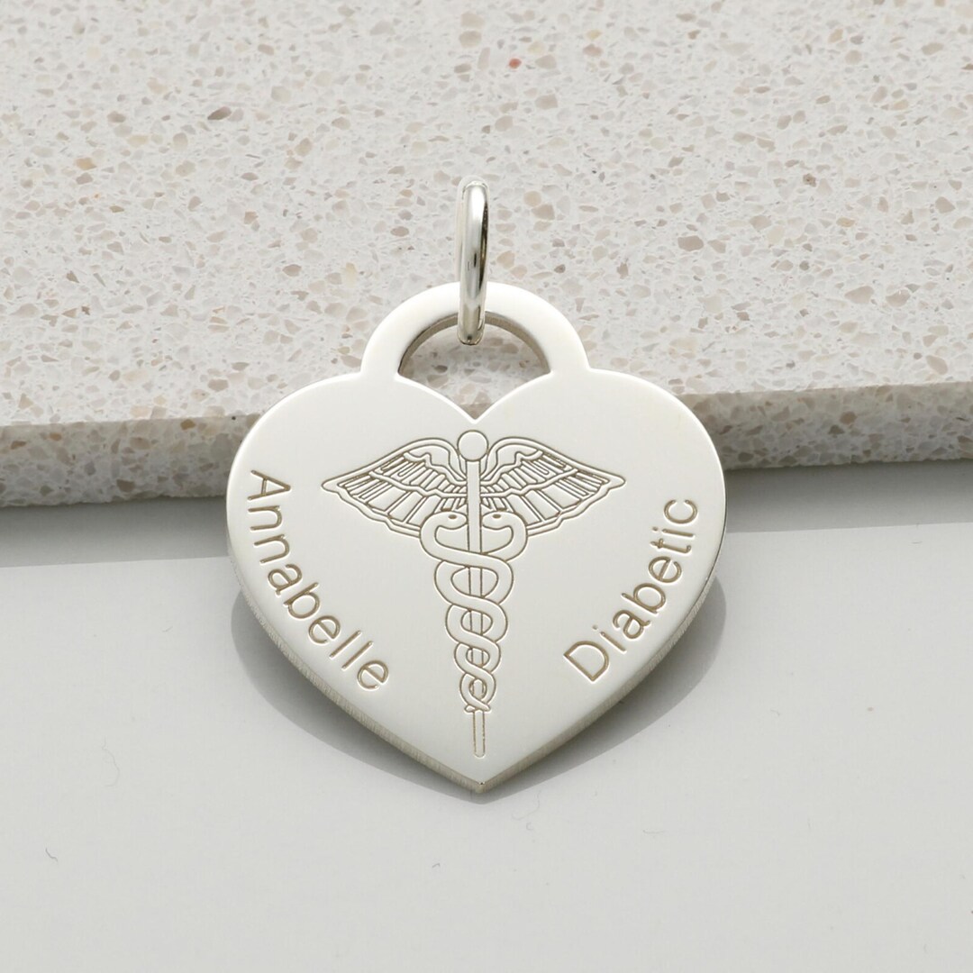 Sterling Silver Medical Symbol Heart Charm Pendant With Necklace Chain ...