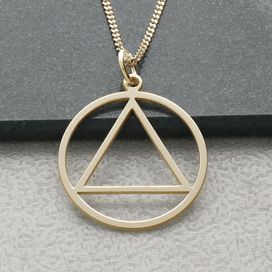 Gold Plated Sobriety Symbol AA Pendant Necklace, 24mm Diameter ...