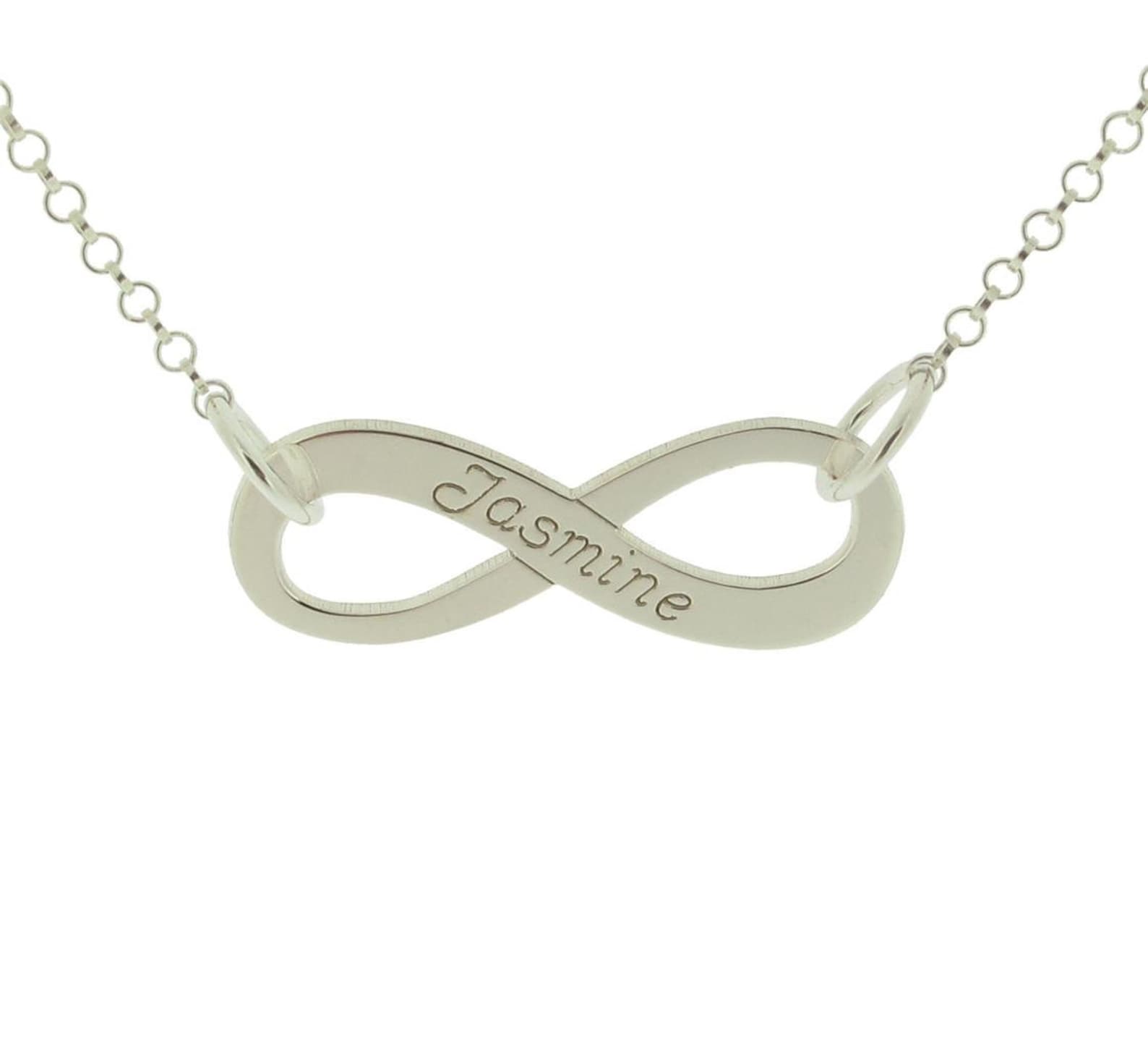 Sterling Silver Infinity Necklace Personalised Pendant Custom Engraved ...