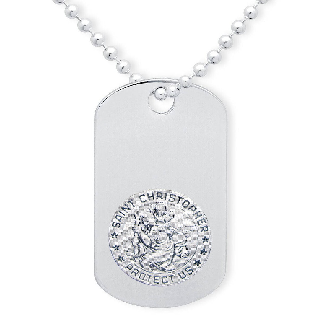 Silver St Christopher Dog Tag Pendant With Option to - Etsy