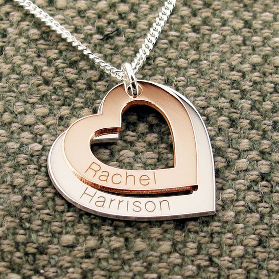 Personalised double heart necklace store