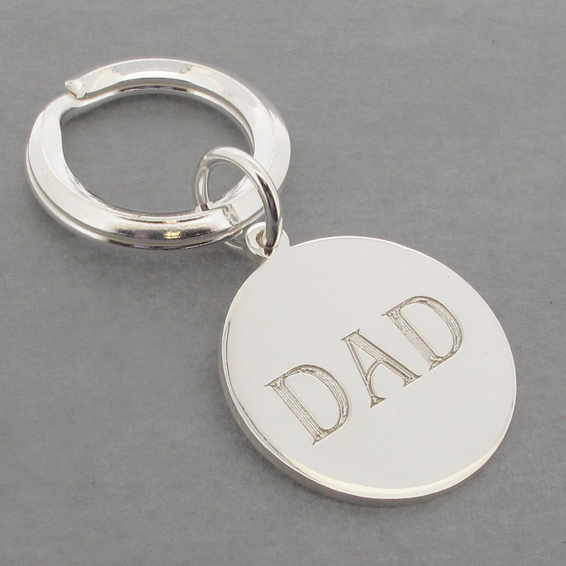 Silver DAD Key Ring Key Chain with Personalised Back option | Etsy