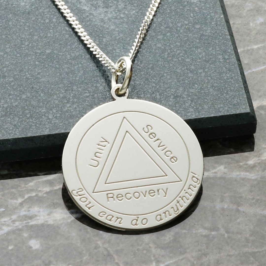 Silver Sobriety Milestone Necklace 'unity Service Recovery ...