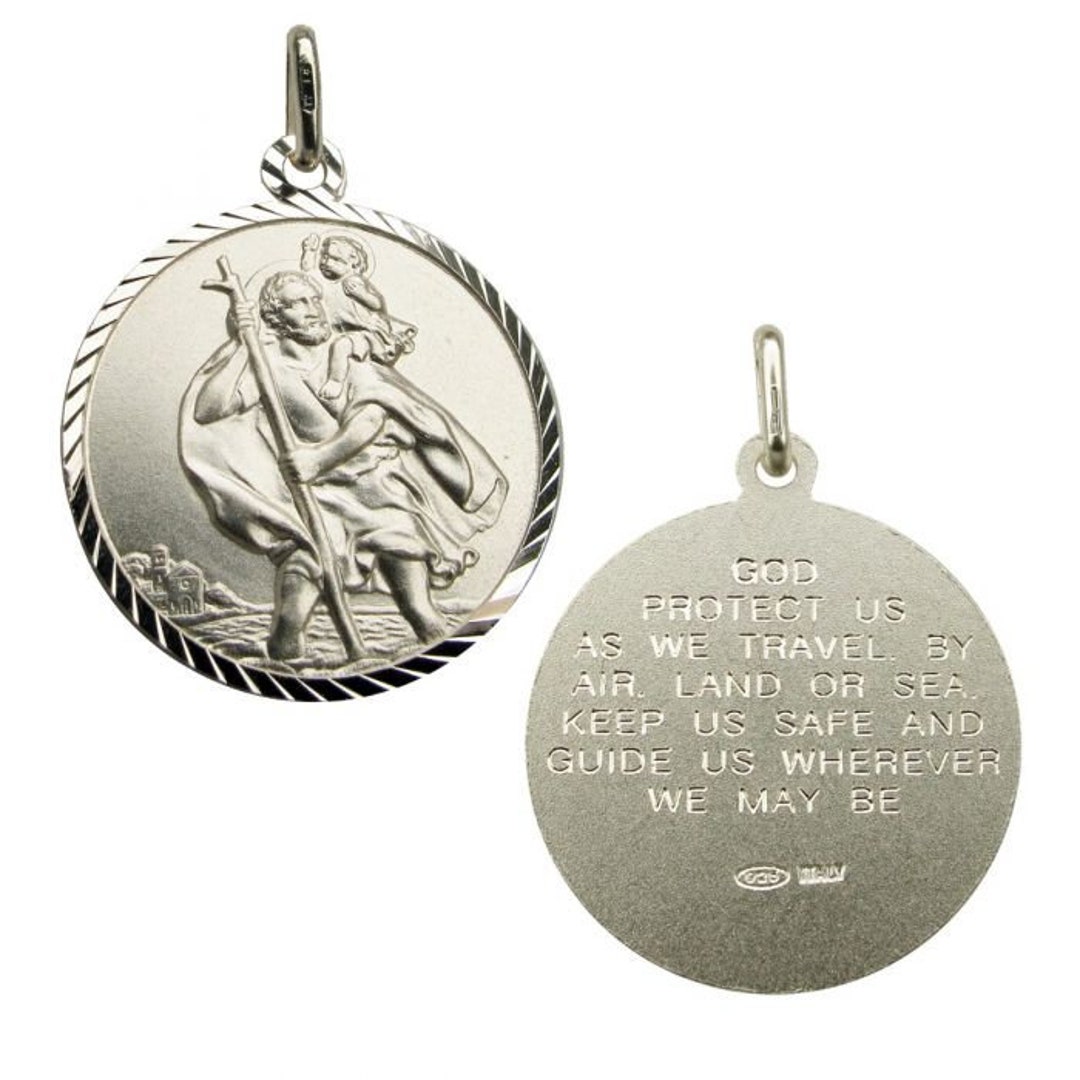 Silver St Christopher & Travellers Prayer or Personalised OWN WORDING ...