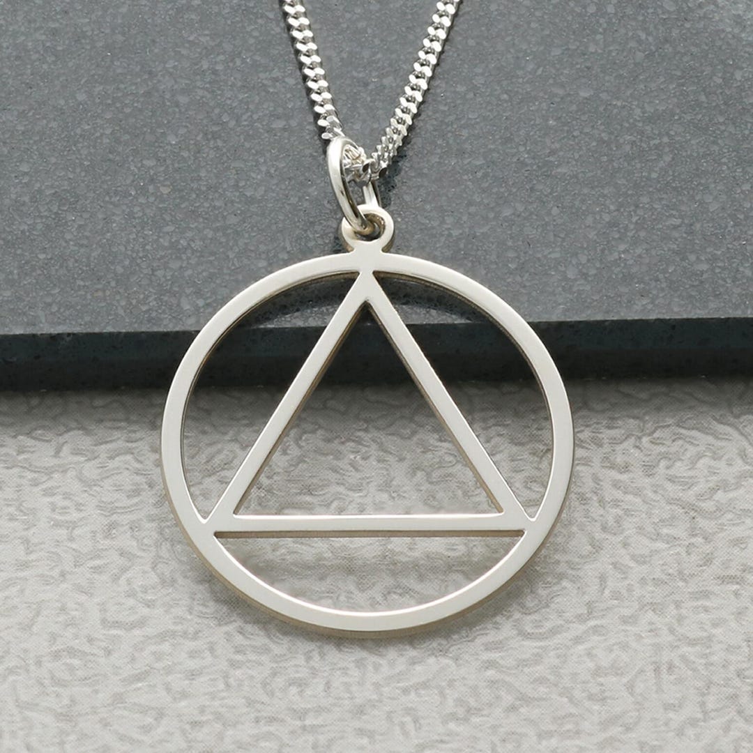 Sterling Silver Sobriety 24mm Pendant or Necklace Sobriety Symbol ...