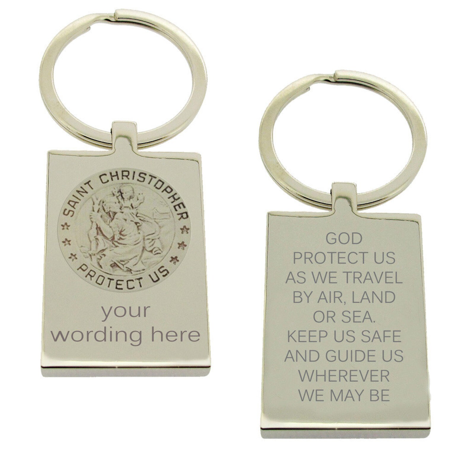 St Christopher With Traveller's Prayer Rectangular Keyring - Etsy