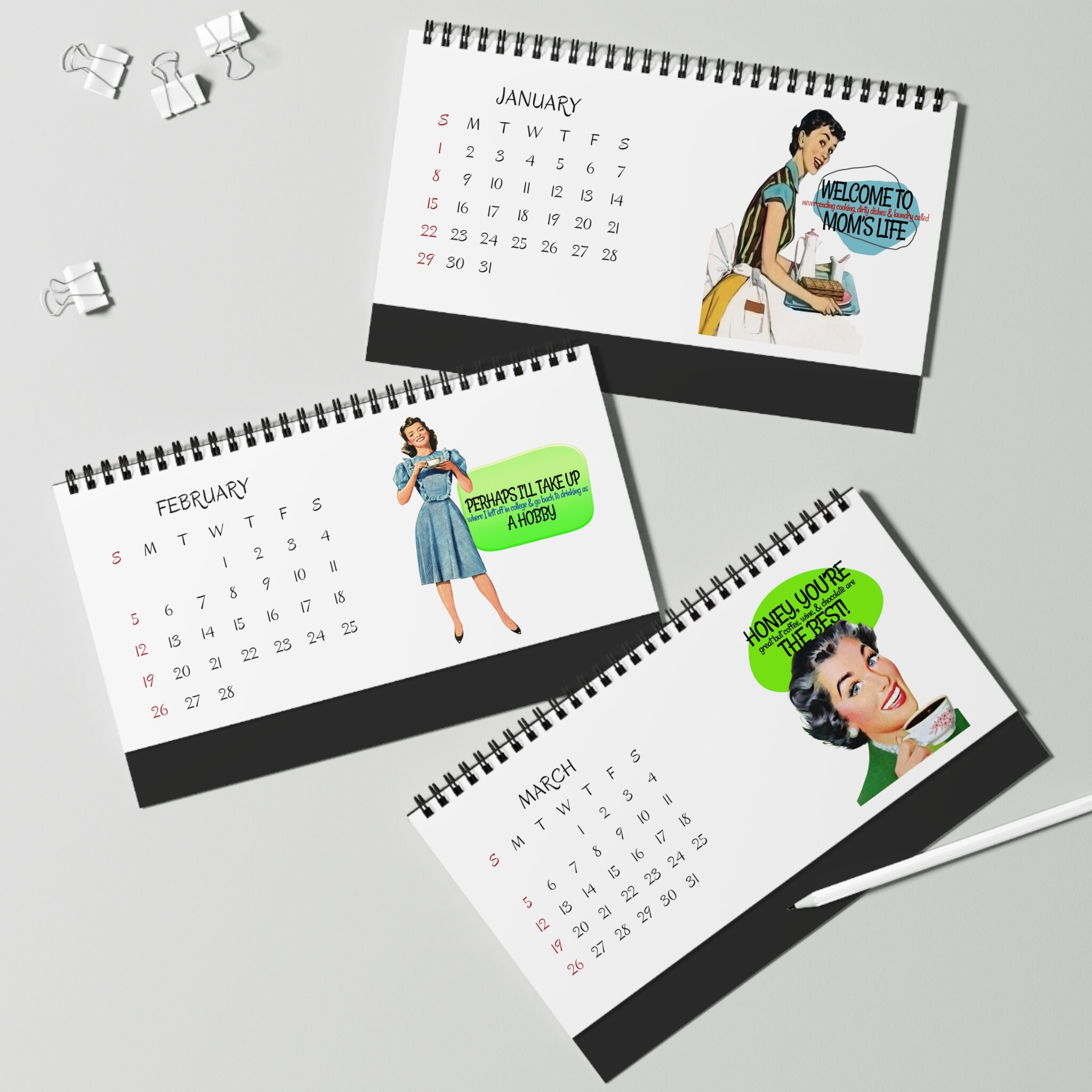 2024 Desktop Calendar Retro Sassy 50's Housewife Calendar - Etsy