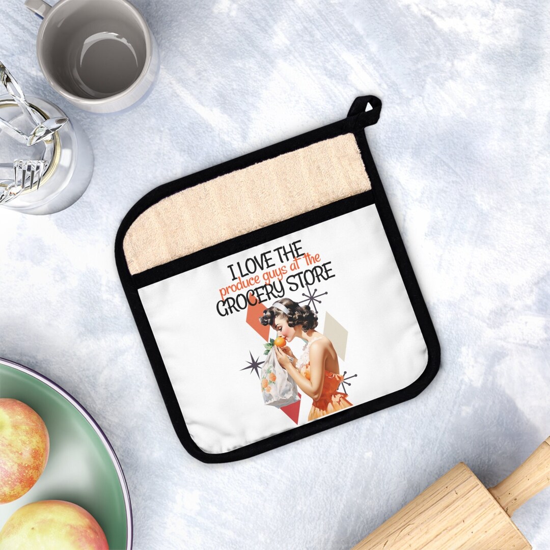 50's Housewife Oven Mitt, Mid-century Kitchen Pot Holder, Sarcastic ...