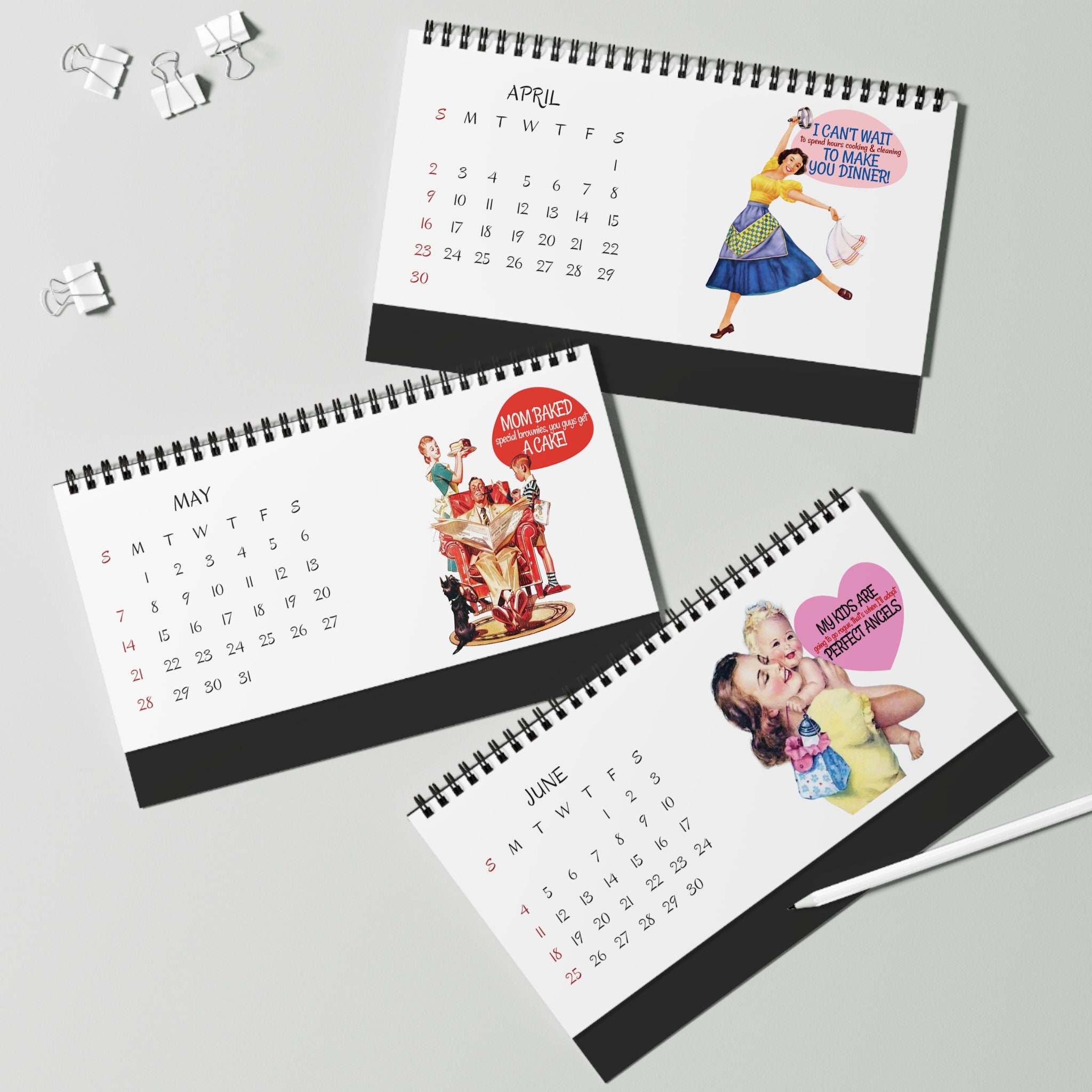 2024 Desktop Calendar Retro Sassy 50's Housewife Calendar - Etsy