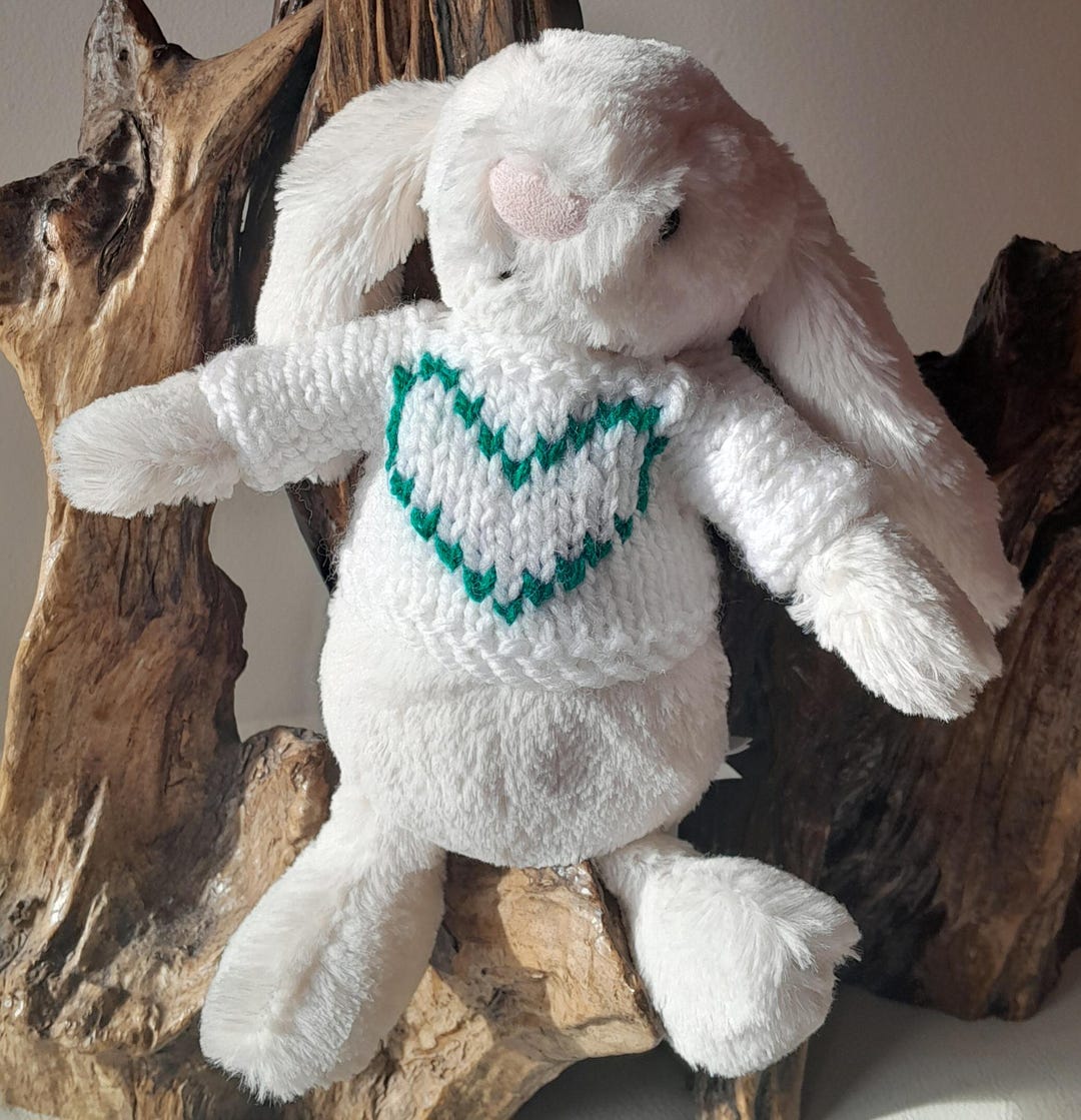 Small Patrick's Day Green Love Heart Sweater for Small Jellycat Bunny ...