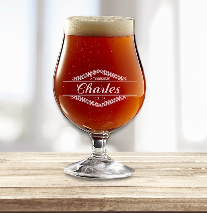 Custom Beer Glass Engraved, Gift for Husband to Be, Tulip Beer Glass ...