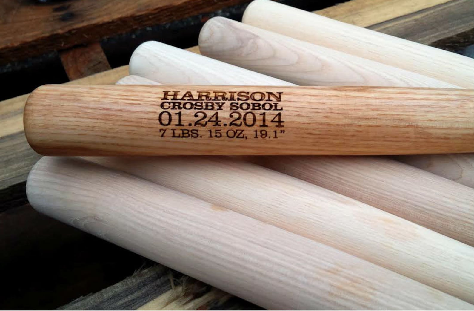 Personalized Baseball Bat Birth Announcement, Baby Boys Gift, Engraved ...
