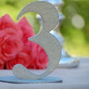 Silver Glitter Wedding Table Numbers, Silver Table Number for Weddings ...