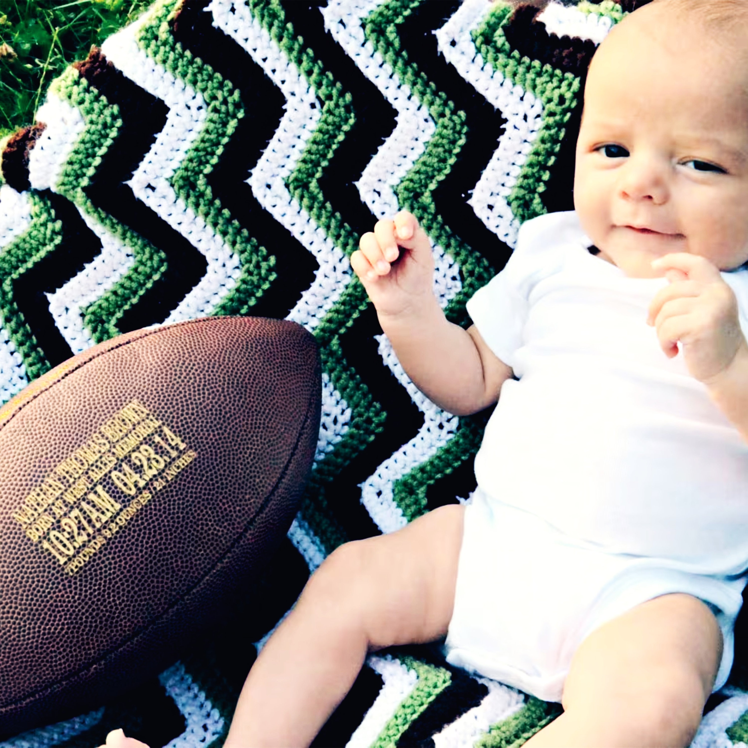Personalized Football Birth Announcement, Baby Boys Gift, Engraved ...