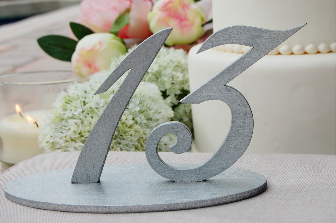 Silver Wedding Table Numbers, Wedding Table Number Signs, Wedding ...