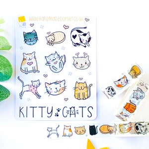 Cat Stickers Cat Sticker Sheetsheet of Cat Stickerscute Cat - Etsy