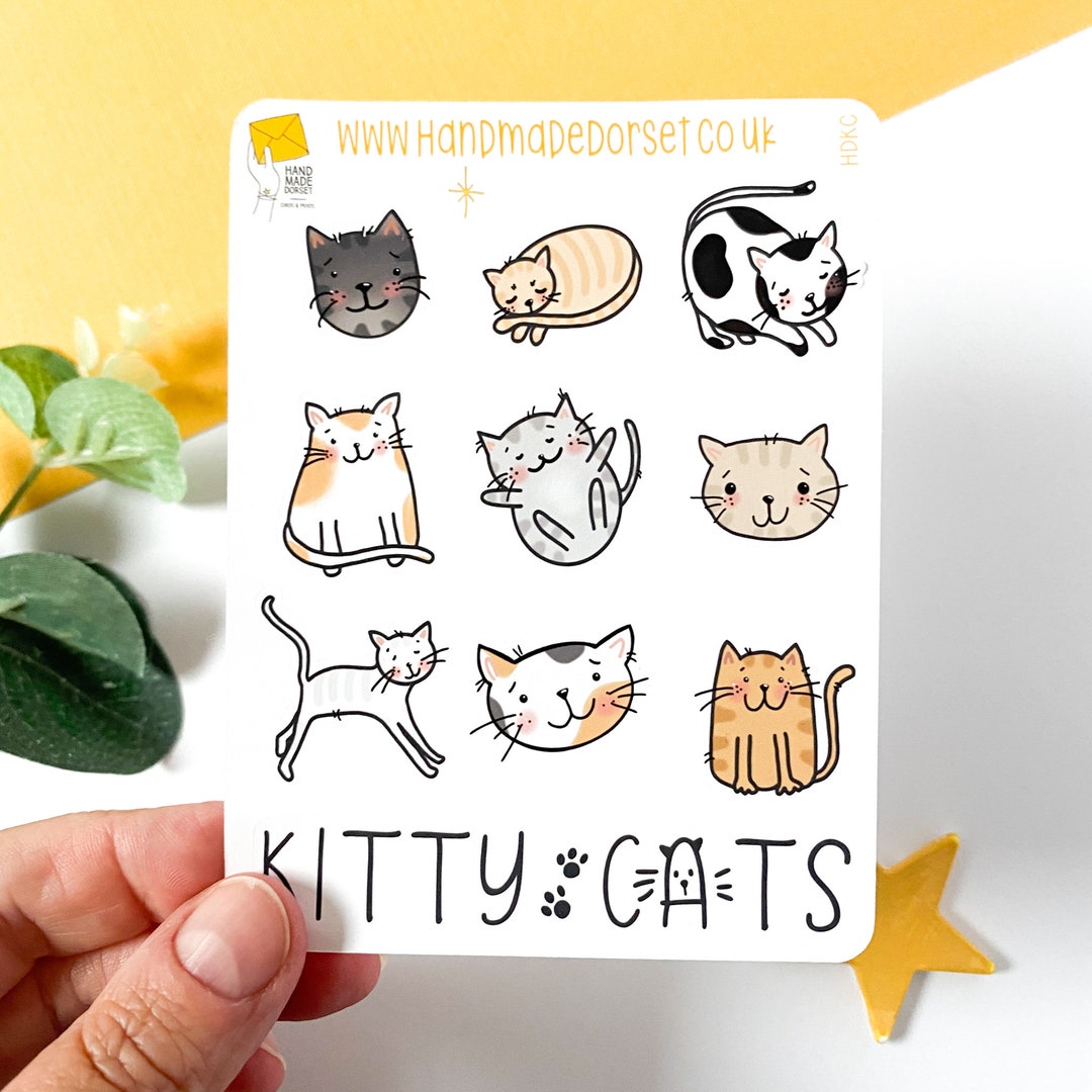 Cat Stickers Cat Sticker Sheetsheet of Cat Stickerscute Cat - Etsy