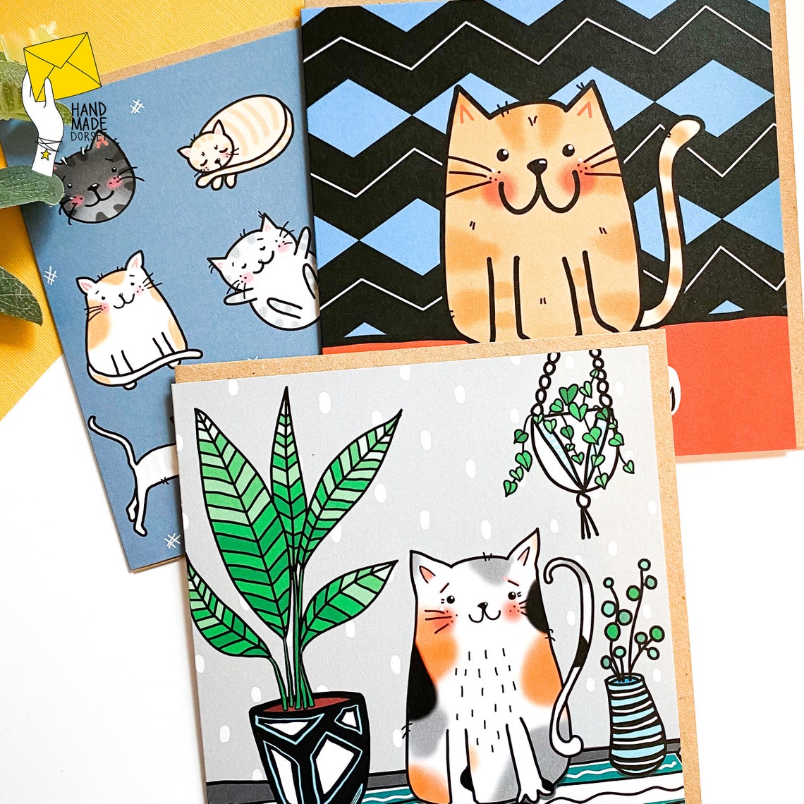 Cat Card Cute Cat Cardscat Birthday Cardpack of Cat - Etsy UK