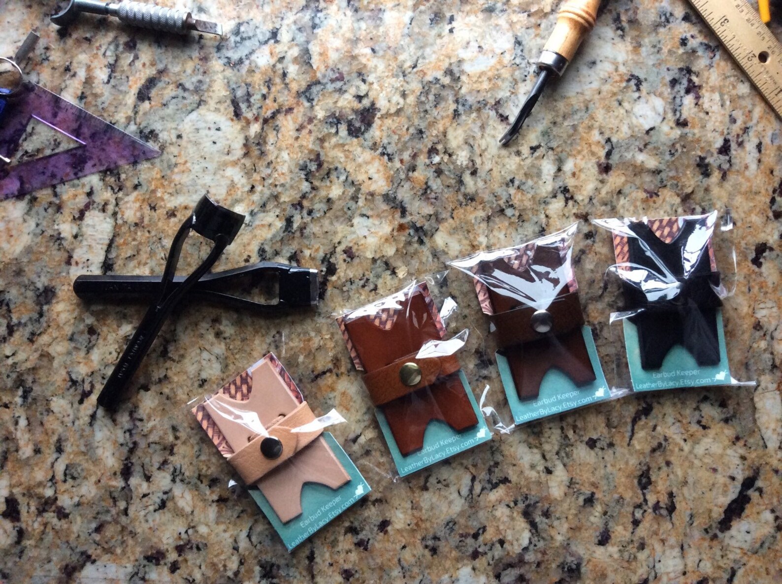 Leather Earbud Keeper // Ear Bud Holder // Leather Headphone Cable ...