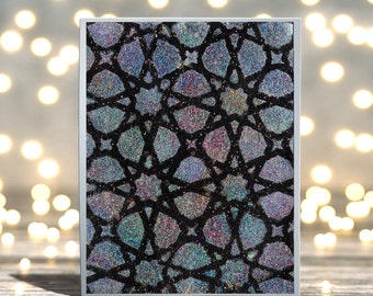 Moroccan Lace III Embroidered Square Greeting Card Handmade Sewn Card ...