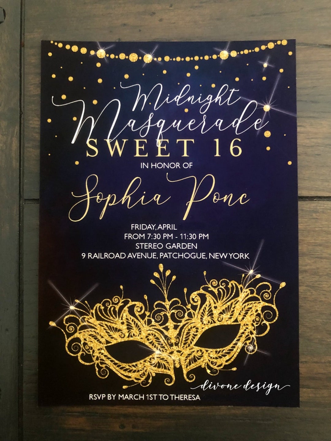 Midnight Masquerade Sweet 16 Birthday Invitation - Etsy