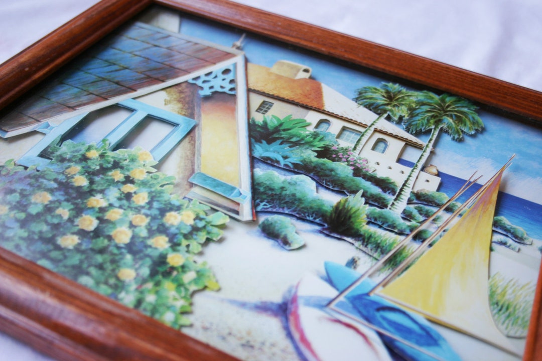 3D Framed Tropical Beach Scene Print - Etsy