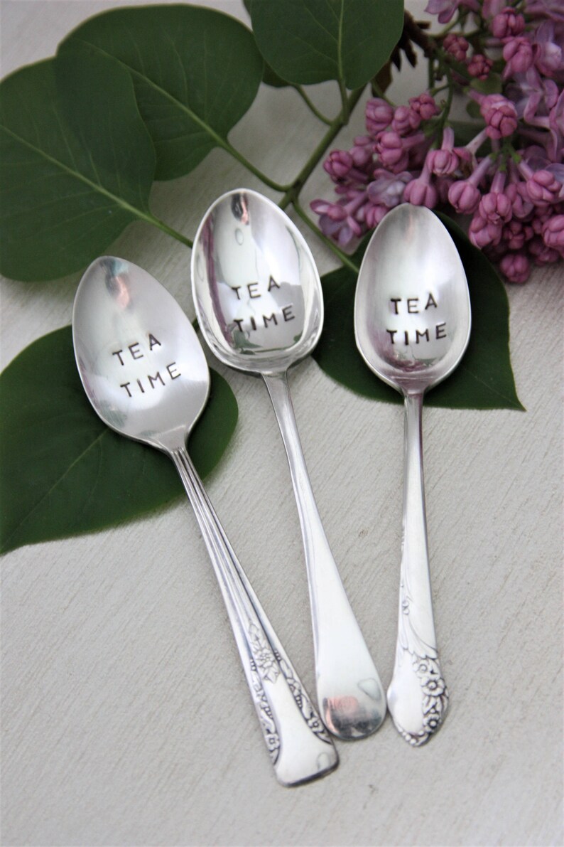 Tea Time Stamped Spoon High Tea Decor Afternoon Tea Gift | Etsy
