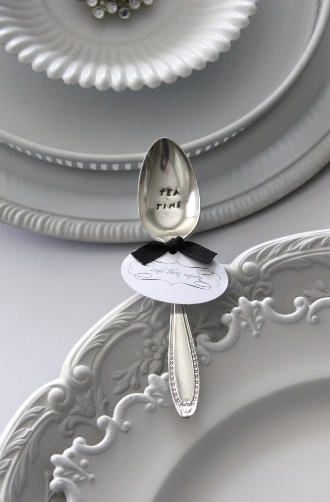 Tea Time Stamped Spoon High Tea Decor Afternoon Tea Gift - Etsy