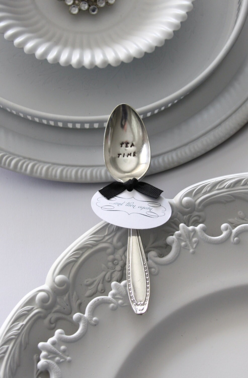 Tea Time Stamped Spoon High Tea Decor Afternoon Tea Gift | Etsy